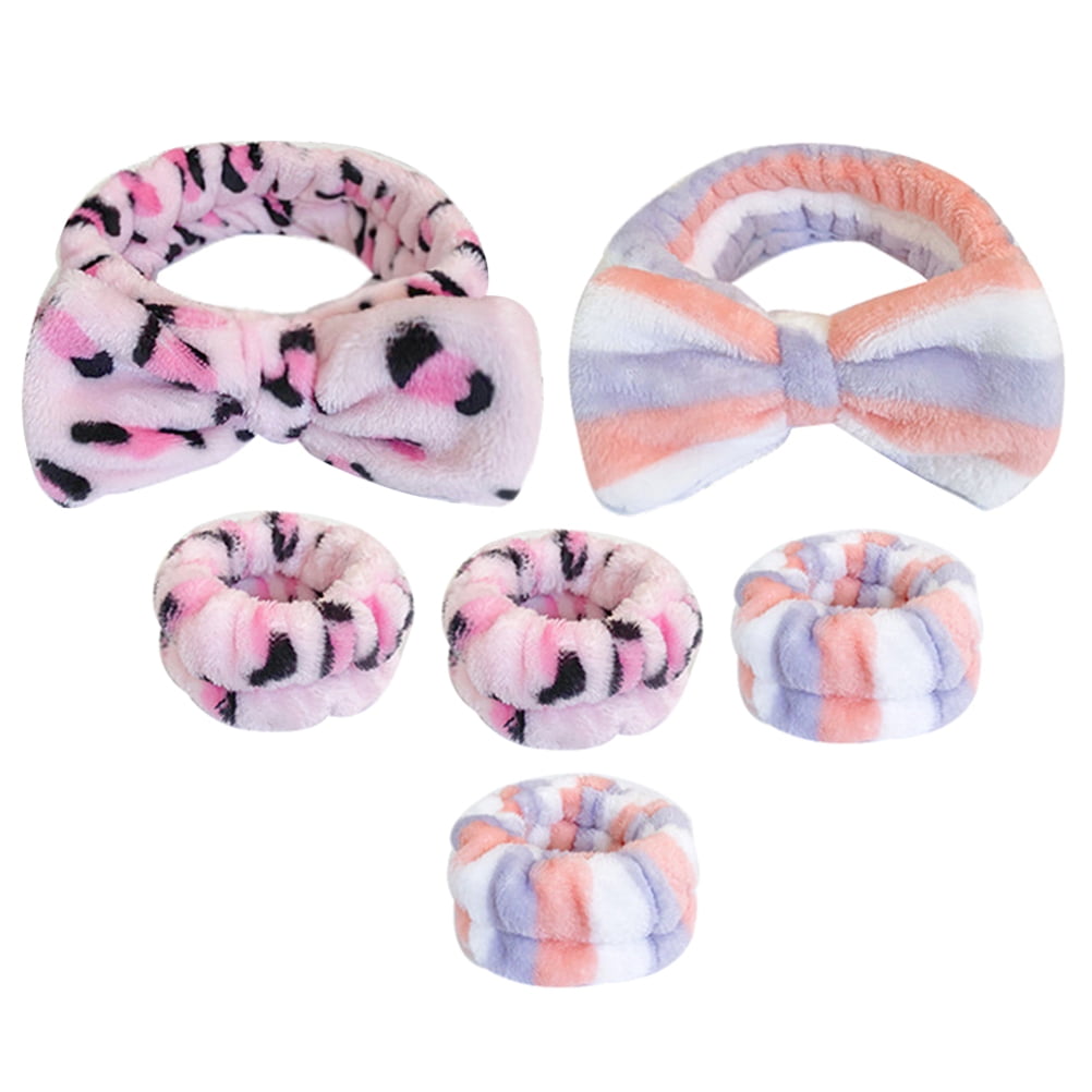 BESTYASH 2Sets Soft Cloth Face Wash Headband with Wristband Set to ...