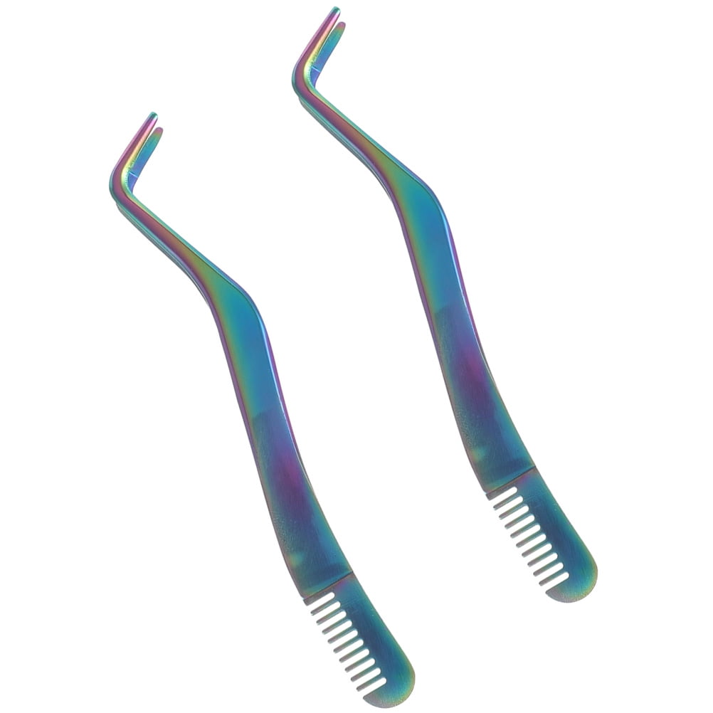 BESTYASH Set of 2 Stainless Steel Eyelash Tweezers Beauty Tools for ...