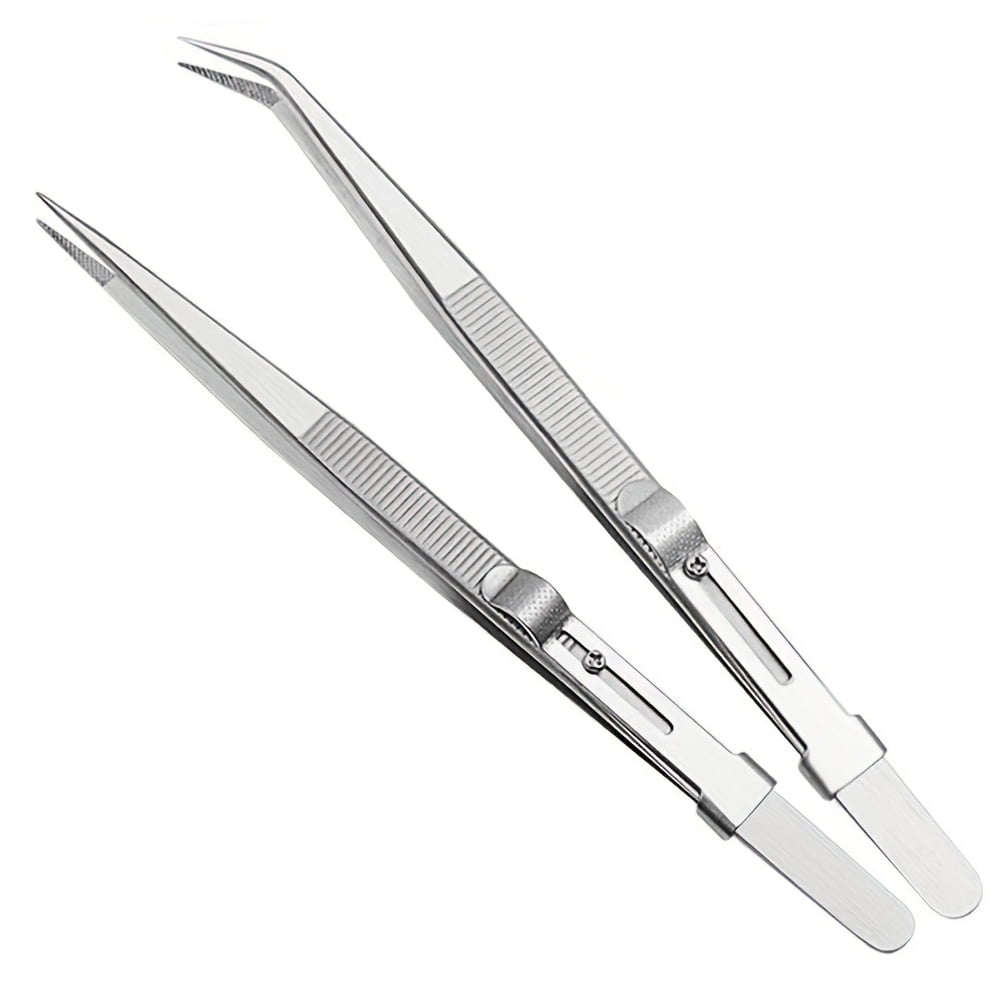 BESTYASH 2pcs Professional Tweezers Stainless Steel Anti Slip Grip For ...