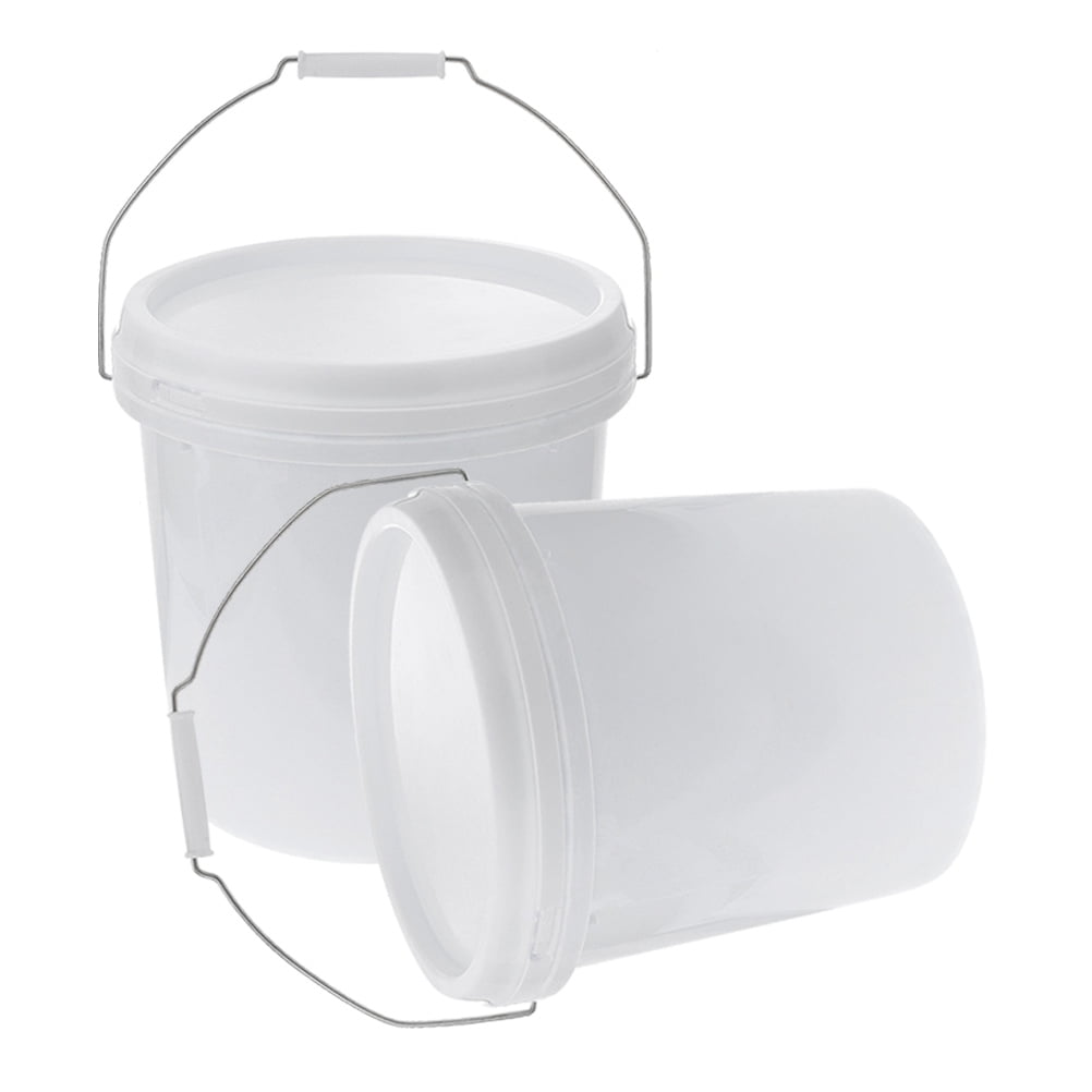 BESTYASH 2-Pack White Plastic Storage Buckets with Lids, Reusable Round ...