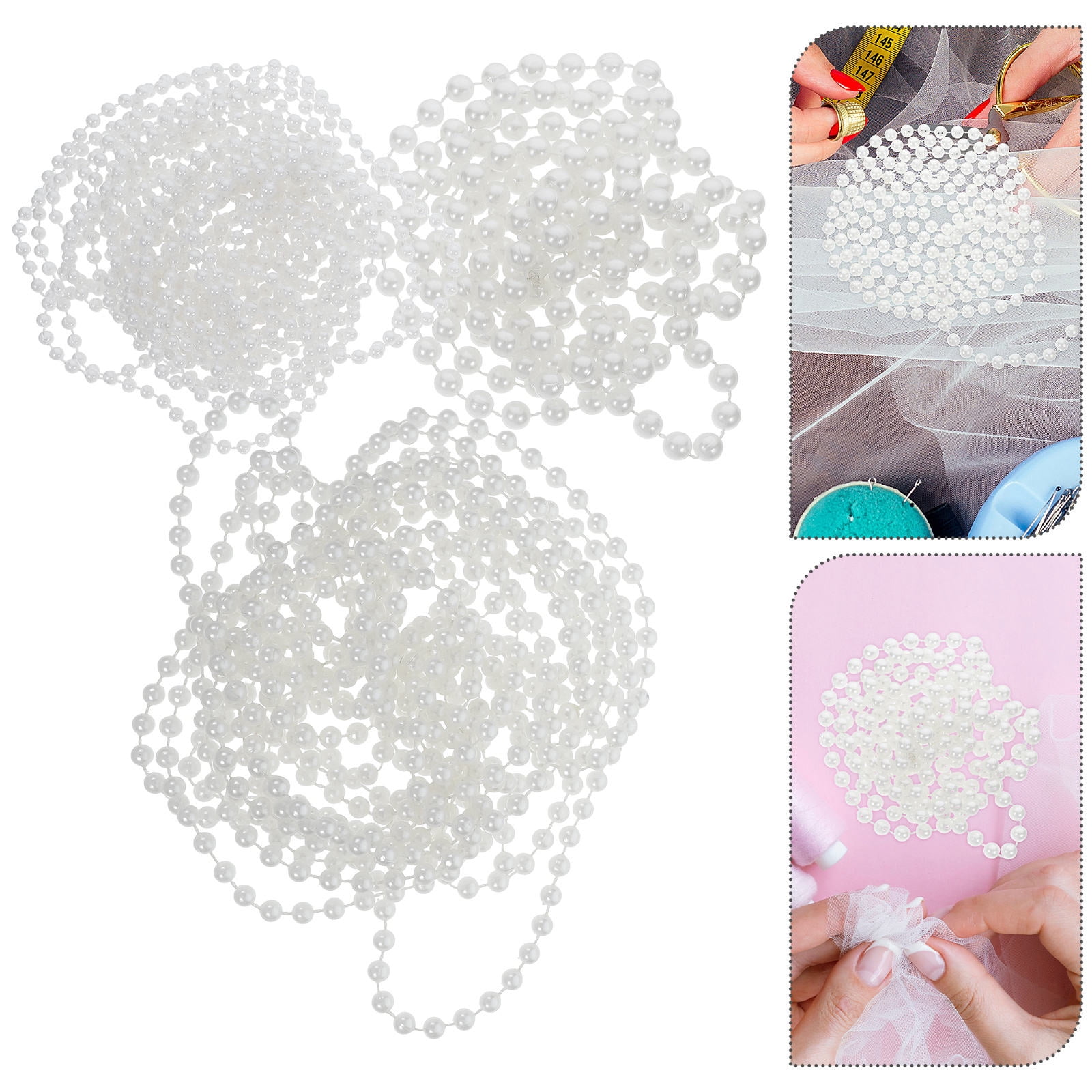BESTYASH 3Pcs Beaded Chain White Faux Roll for Crafting Elegant Bridal ...