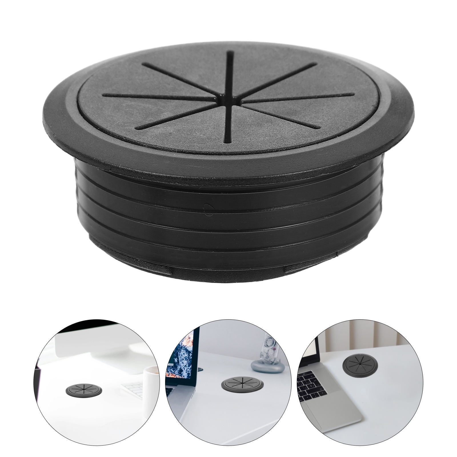BESTYASH Round Cable Hole Cover for Desktop, Black PP, Tidy and ...