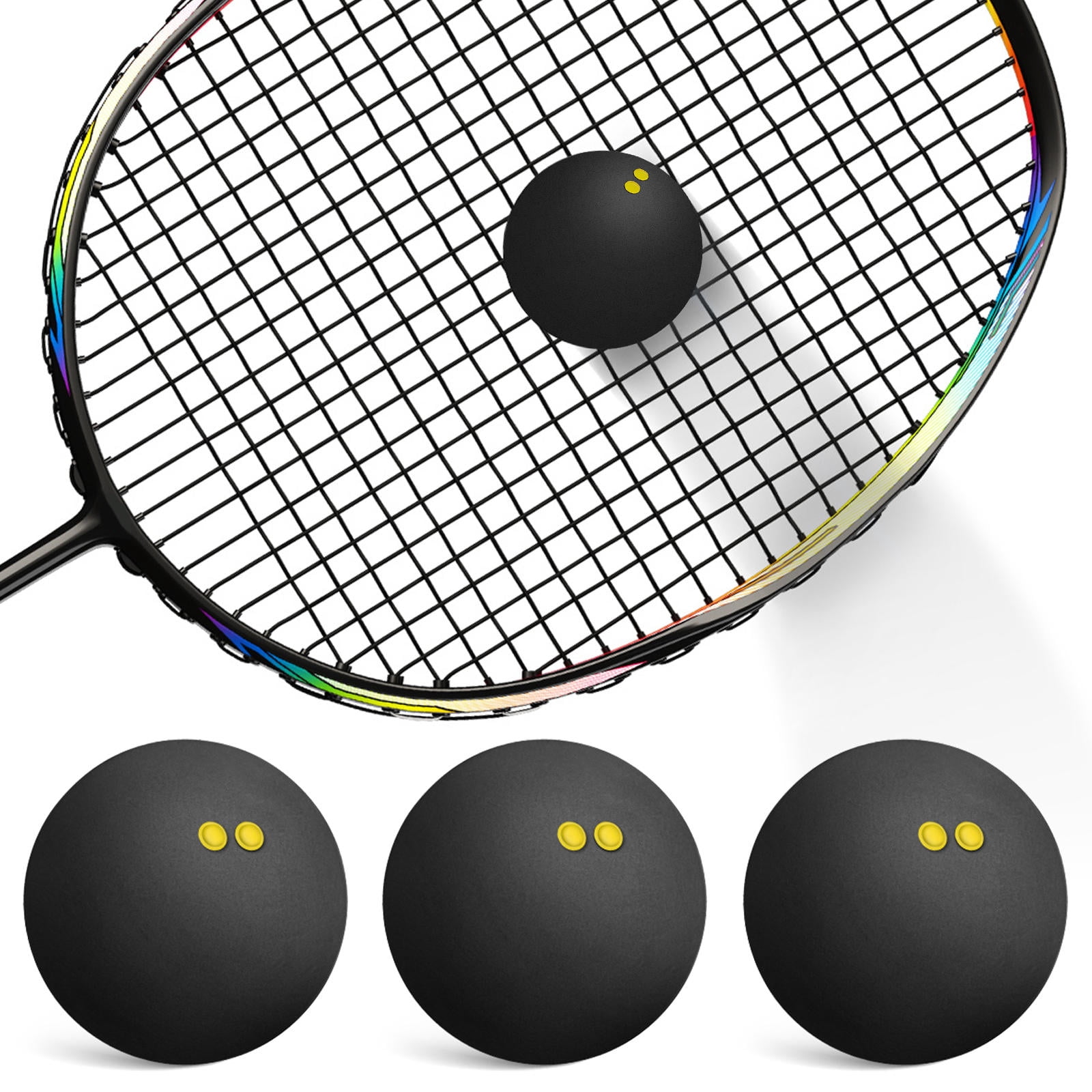 BESTYASH 3Pcs Double Yellow Dot Squash Balls High Elastic Rubber ...