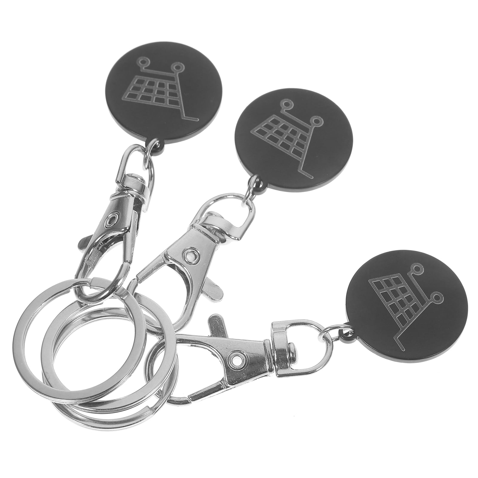 BESTYASH 3Pcs Round Black Stainless Steel Shopping Trolley Tokens ...