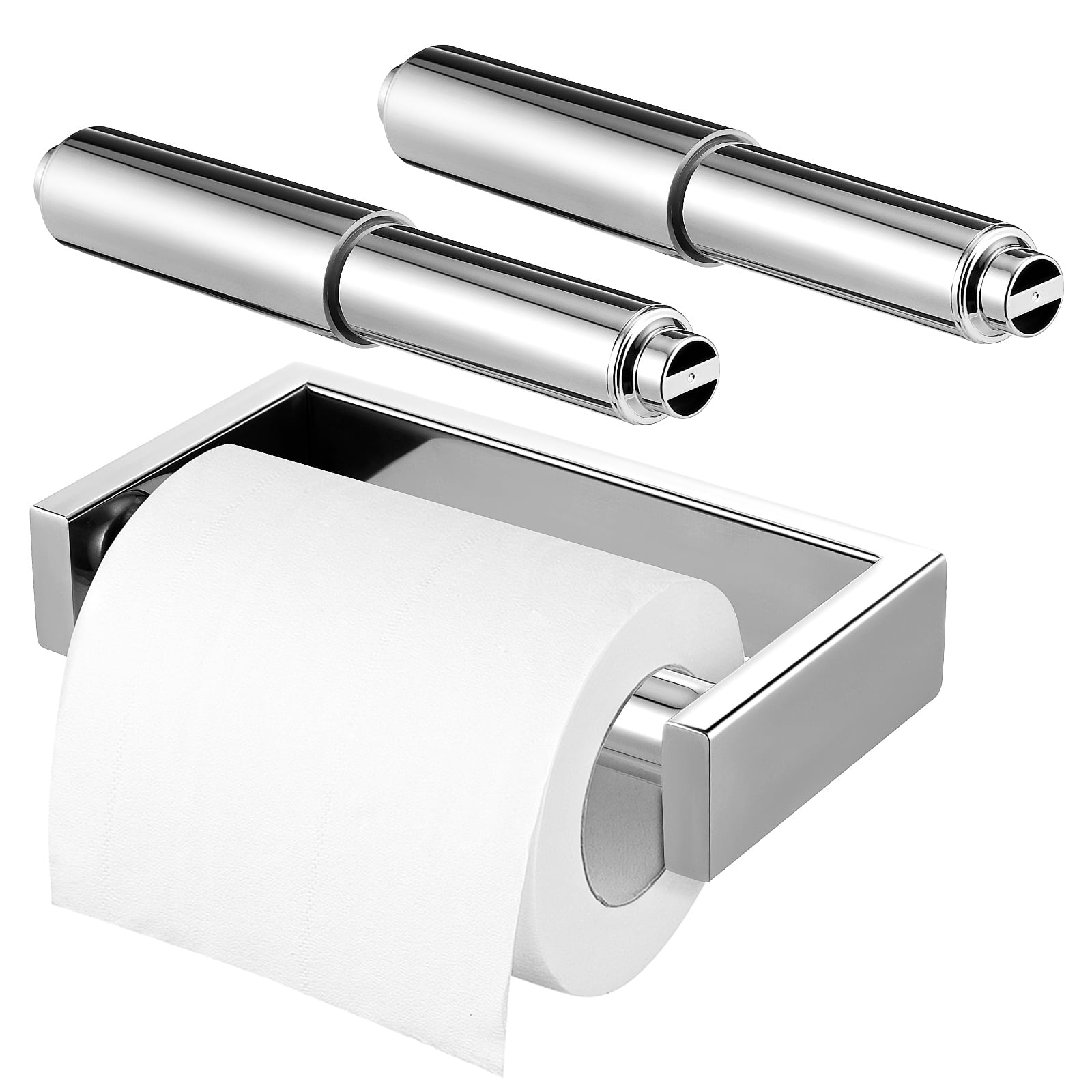BESTYASH Expandable Toilet Tissue Holder Silver Metal Home Use No Drill ...