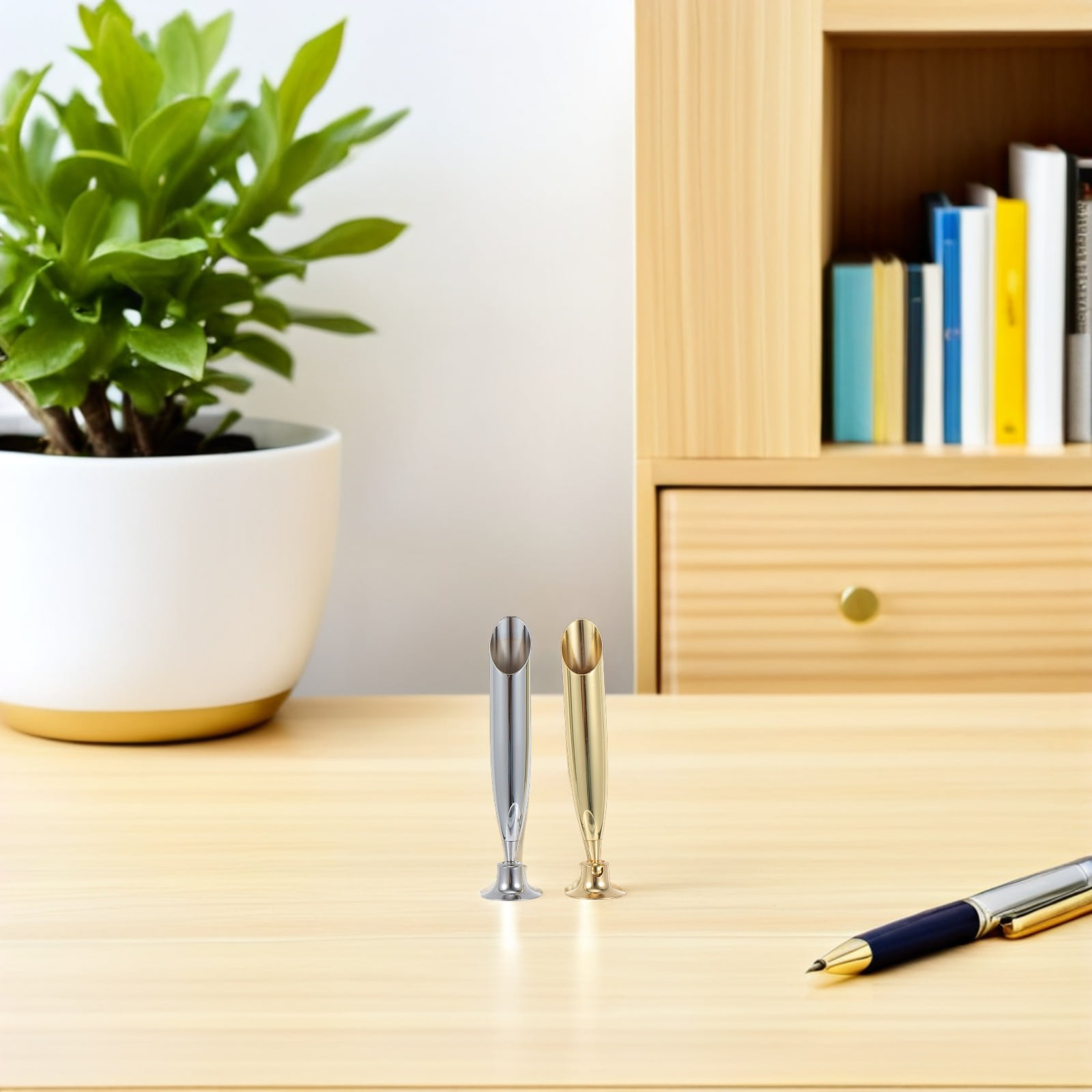 BESTYASH 3-Piece Stainless Steel Pen Stand Set for Desk, Single ...