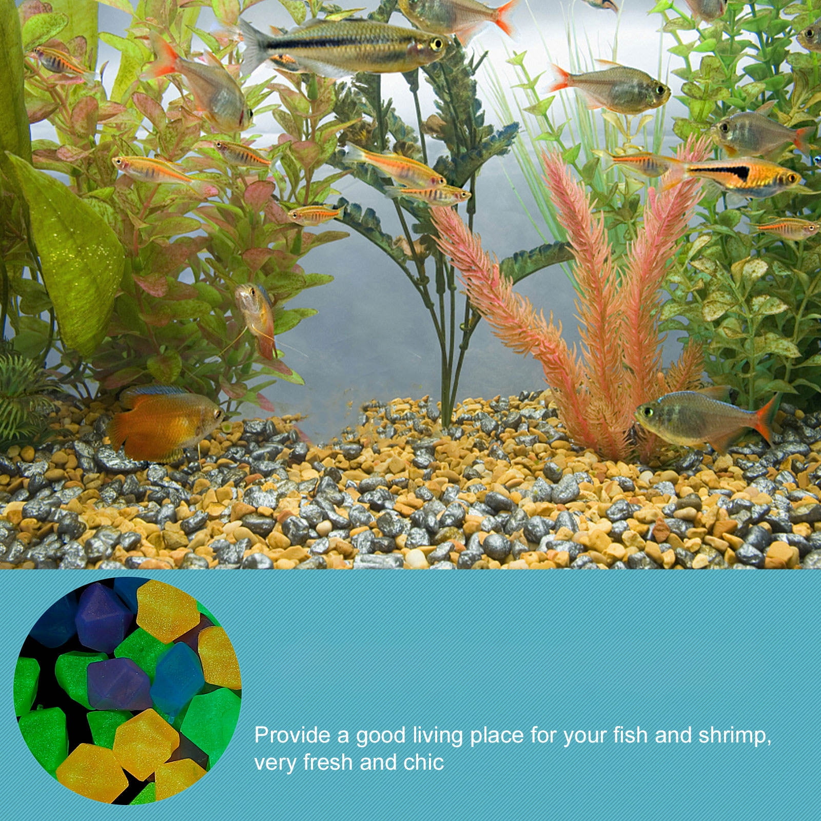 BESTYASH 400Pcs Glowing Fish Tank Decorations Assorted Color for Home ...