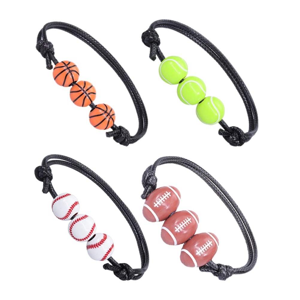 BESTYASH 4Pcs Adjustable Sports Themed Baseball Bracelets Assorted ...