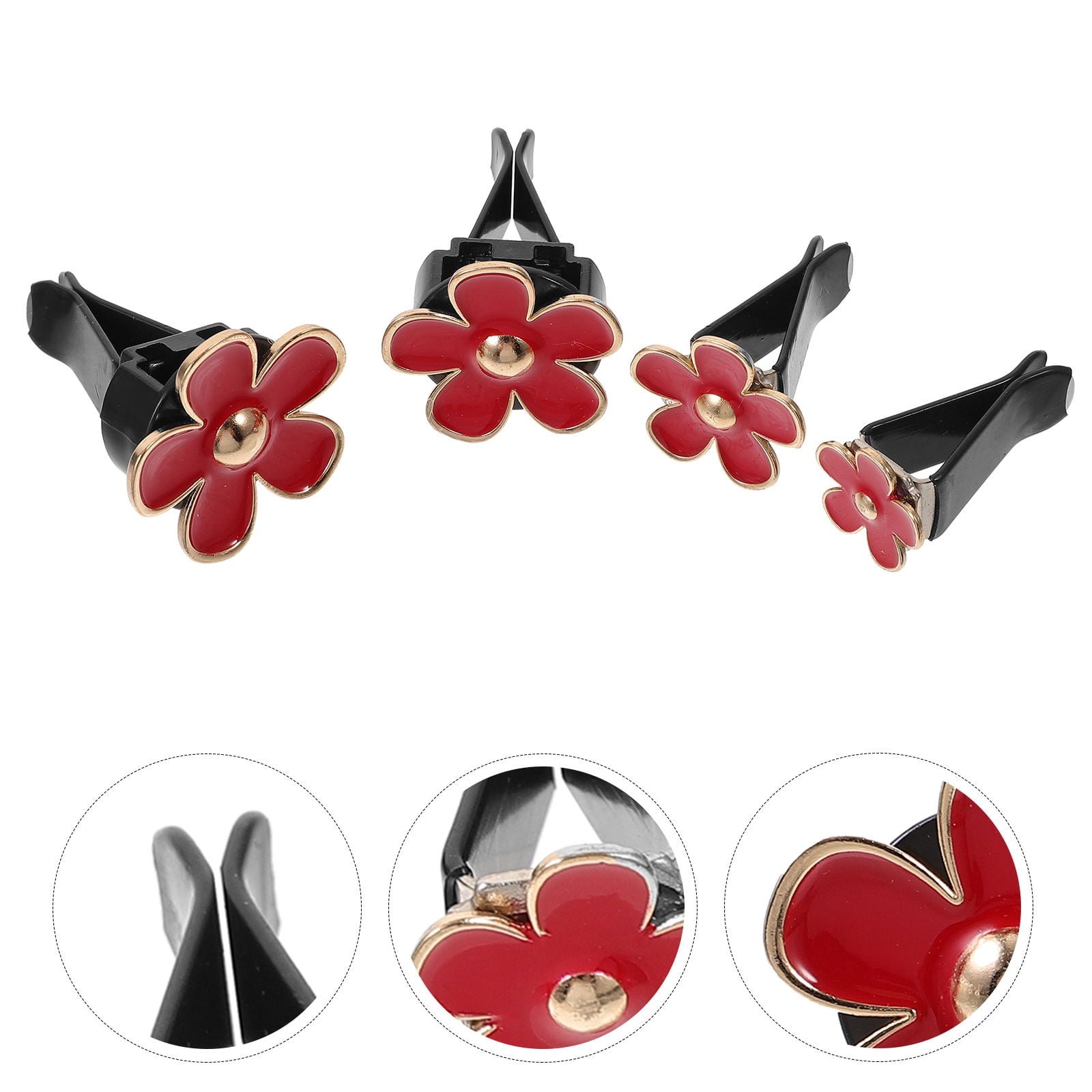 BESTYASH 4Pcs Car Air Vent Clips in Red Metal with Creative Flower ...