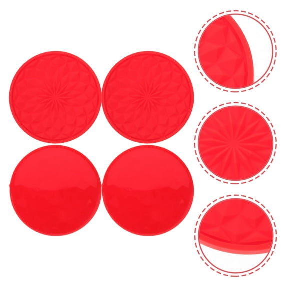 BESTYASH 4Pcs Cup Coaster Red PVC Material Anti Slip Resistant Cup ...