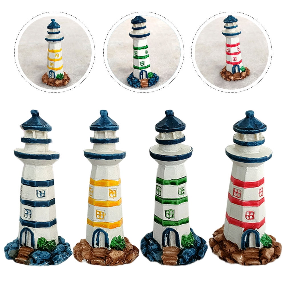 BESTYASH 4Pcs Lighthouse Decor Resin Mediterranean Style Crafts for ...