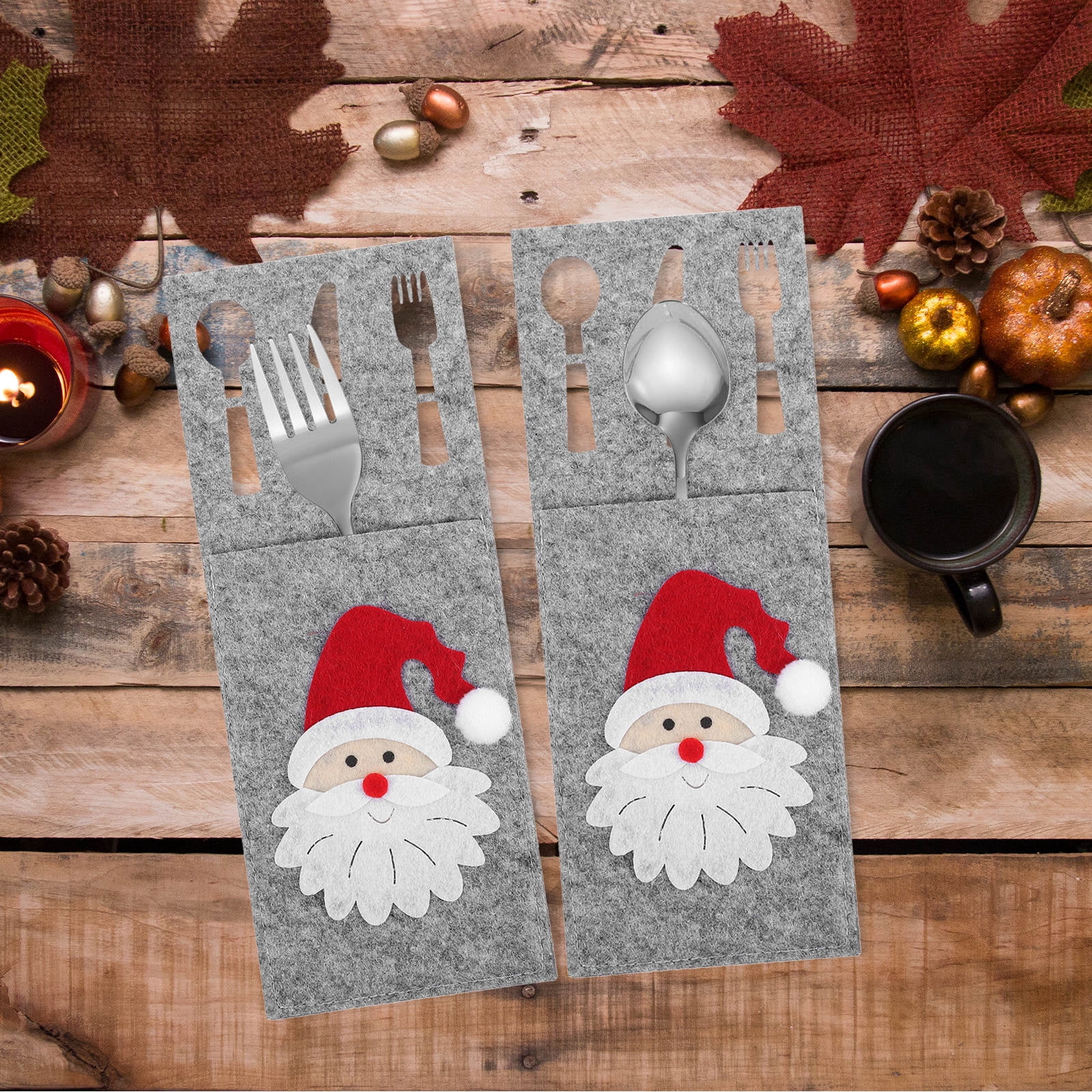 BESTYASH 4Pcs Party Cutlery Holder Christmas Cutlery Bag Soft Fabric ...