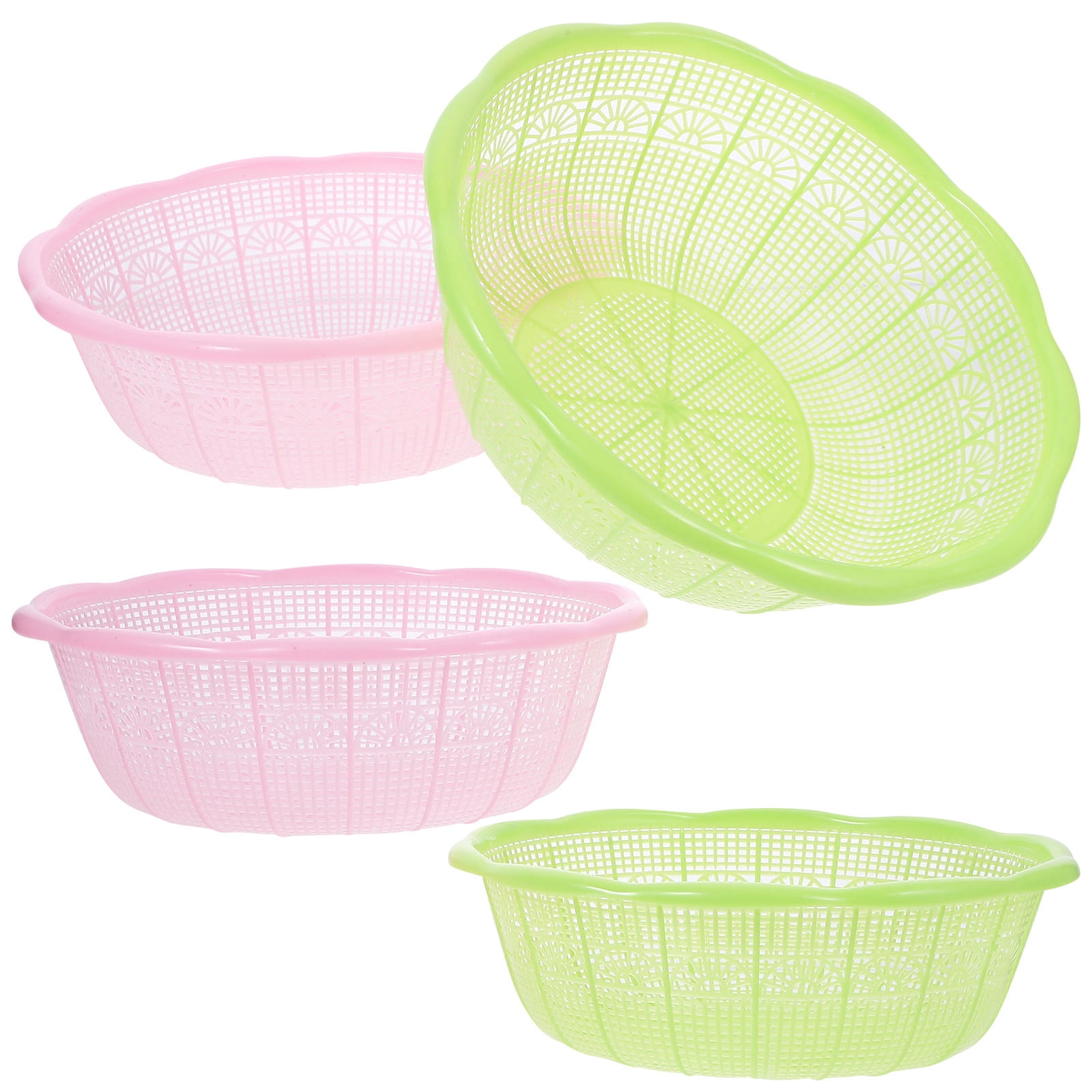 BESTYASH 4Pcs Plastic Washing Bowl Set with Hollow and Solid Design for ...