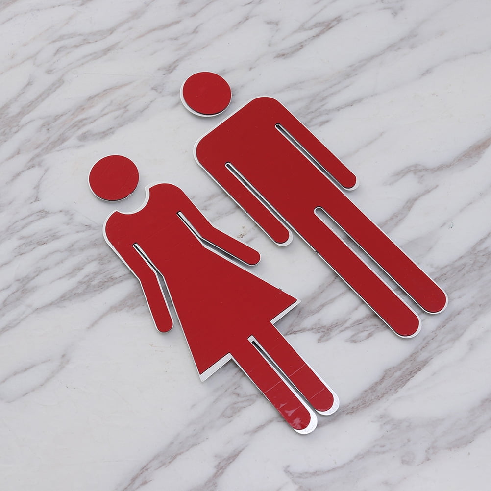 BESTYASH 4Pcs Plated Silver Washroom Sign Plates Self Adhesive Toilet ...