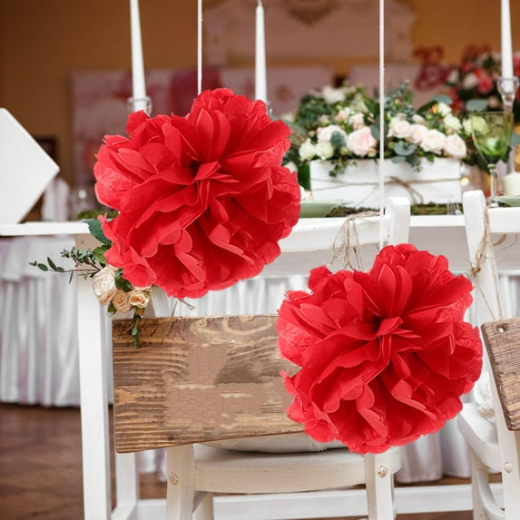 BESTYASH 4Pcs Red Paper Flower Ball Hanging Decorations Versatile Party ...