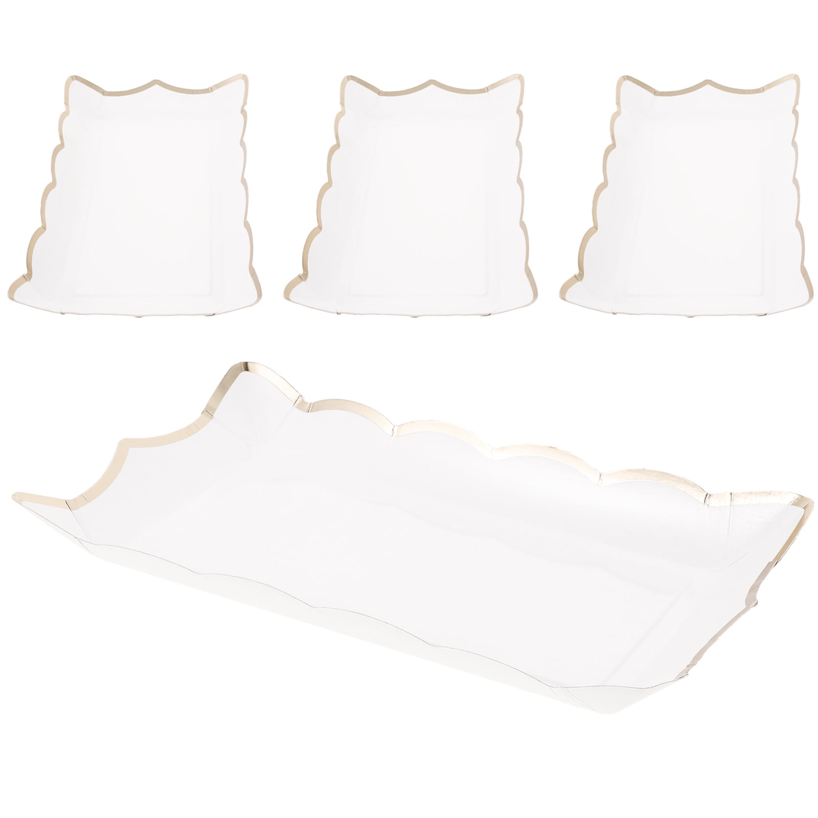 BESTYASH Disposable Platter Cardboard Trays Rectangle White Paper 4Pcs ...