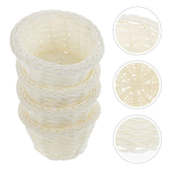 BESTYASH 4-Pack Small White Plastic Flower Baskets for Decor and ...