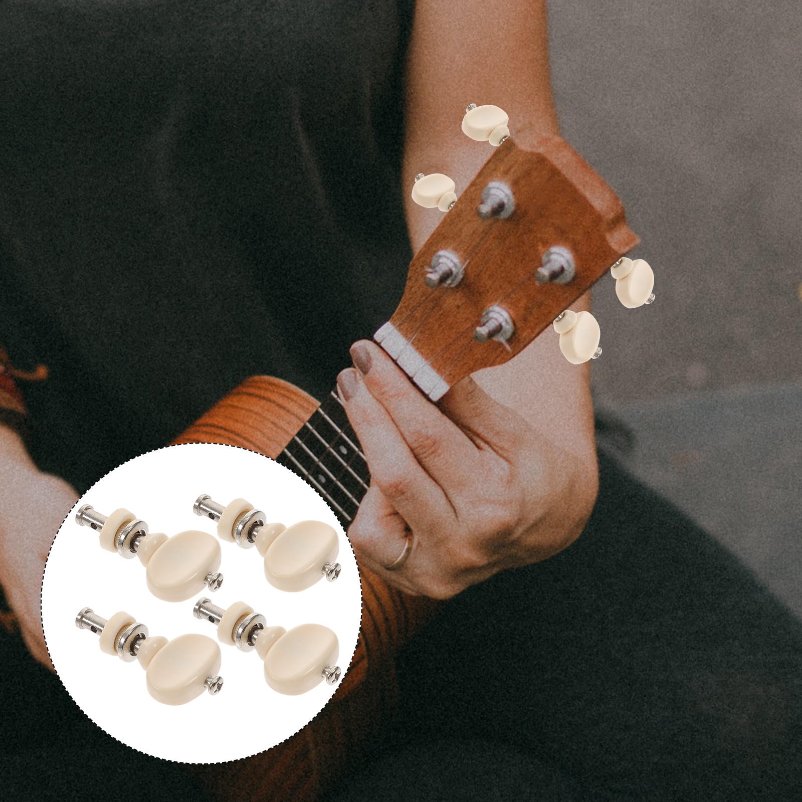 BESTYASH 4Pcs Ukulele Machine Heads Tuning Pegs with White Button for ...