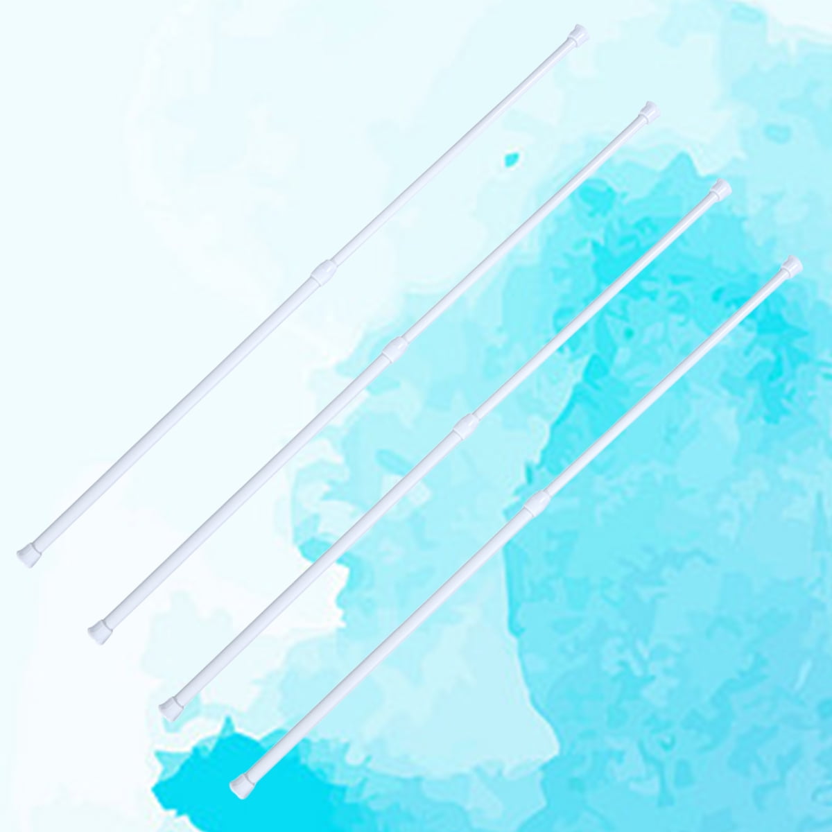 BESTYASH 4-Pack White Metal Corner Shower Curtain Rods with Tension Bar ...