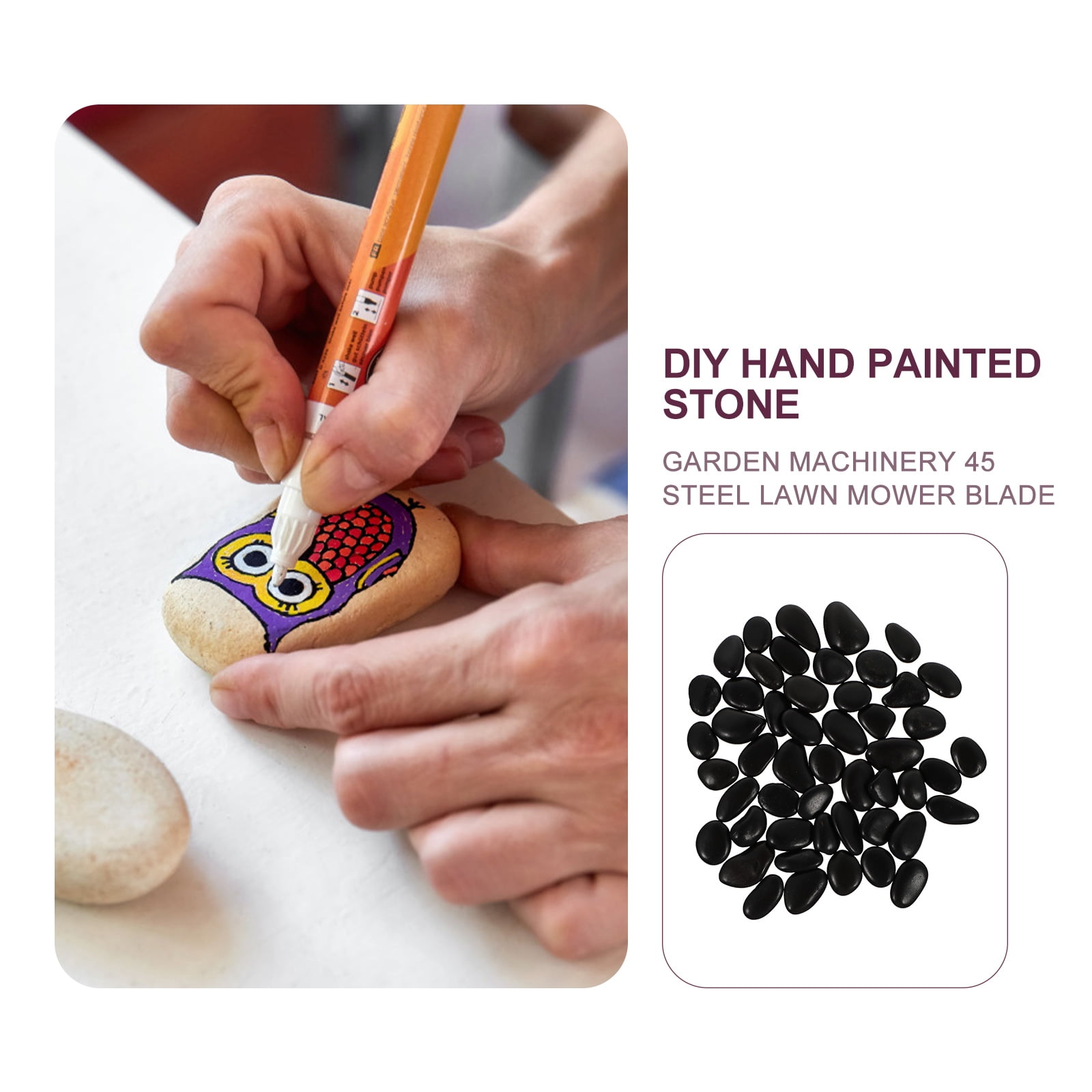 BESTYASH 50 Pcs DIY Painting Rocks Black Stones for Art Creation in ...
