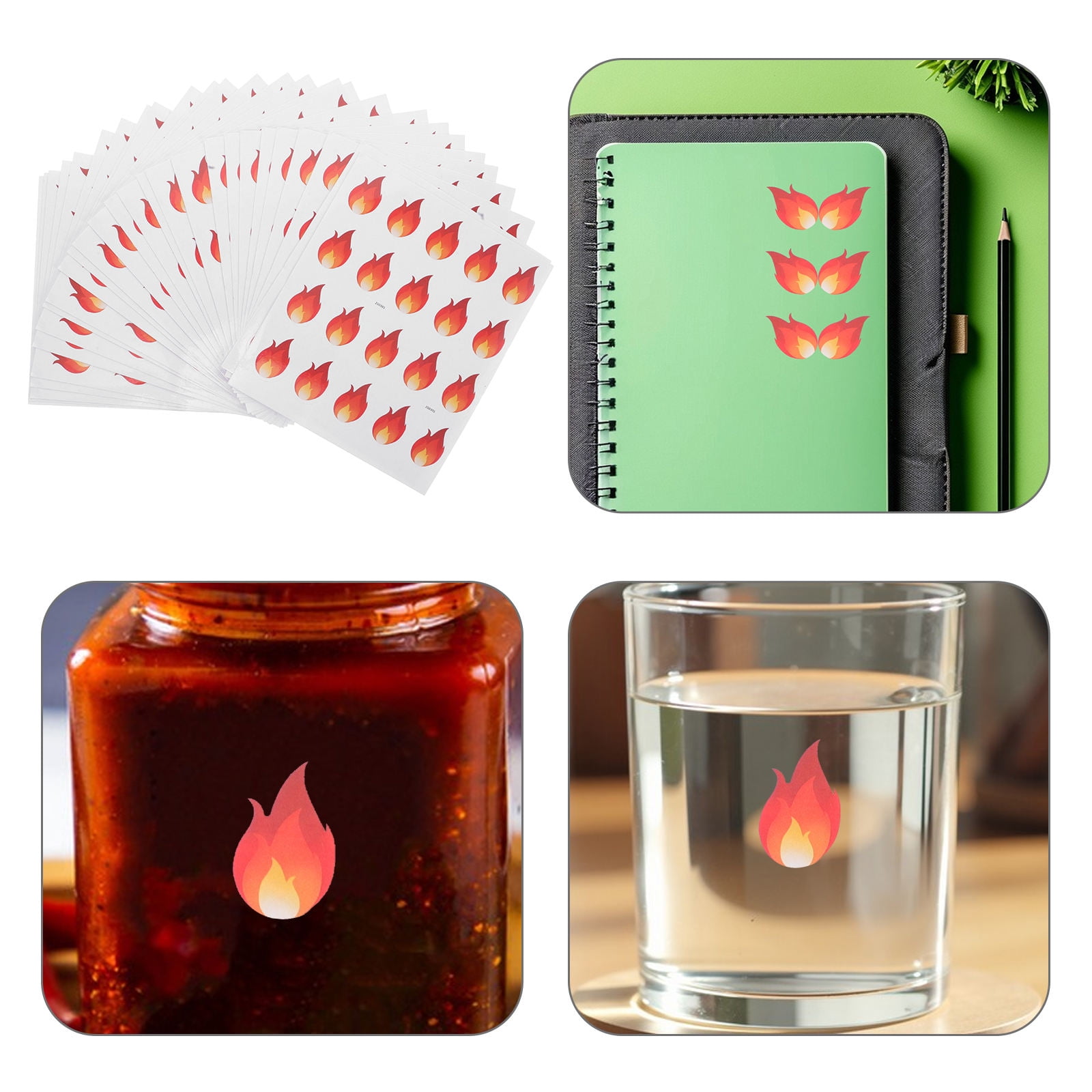 BESTYASH 500 Pcs Flame Stickers PVC Small Sticky Labels High Adhesion ...