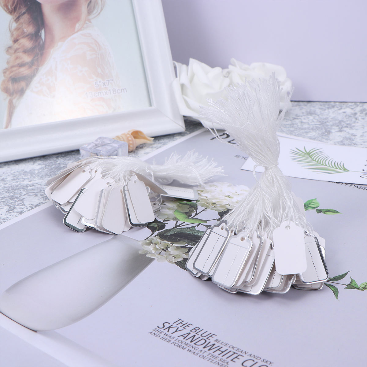 BESTYASH 500Pcs Bracelet Price Tags White Cotton String Paperboard for ...