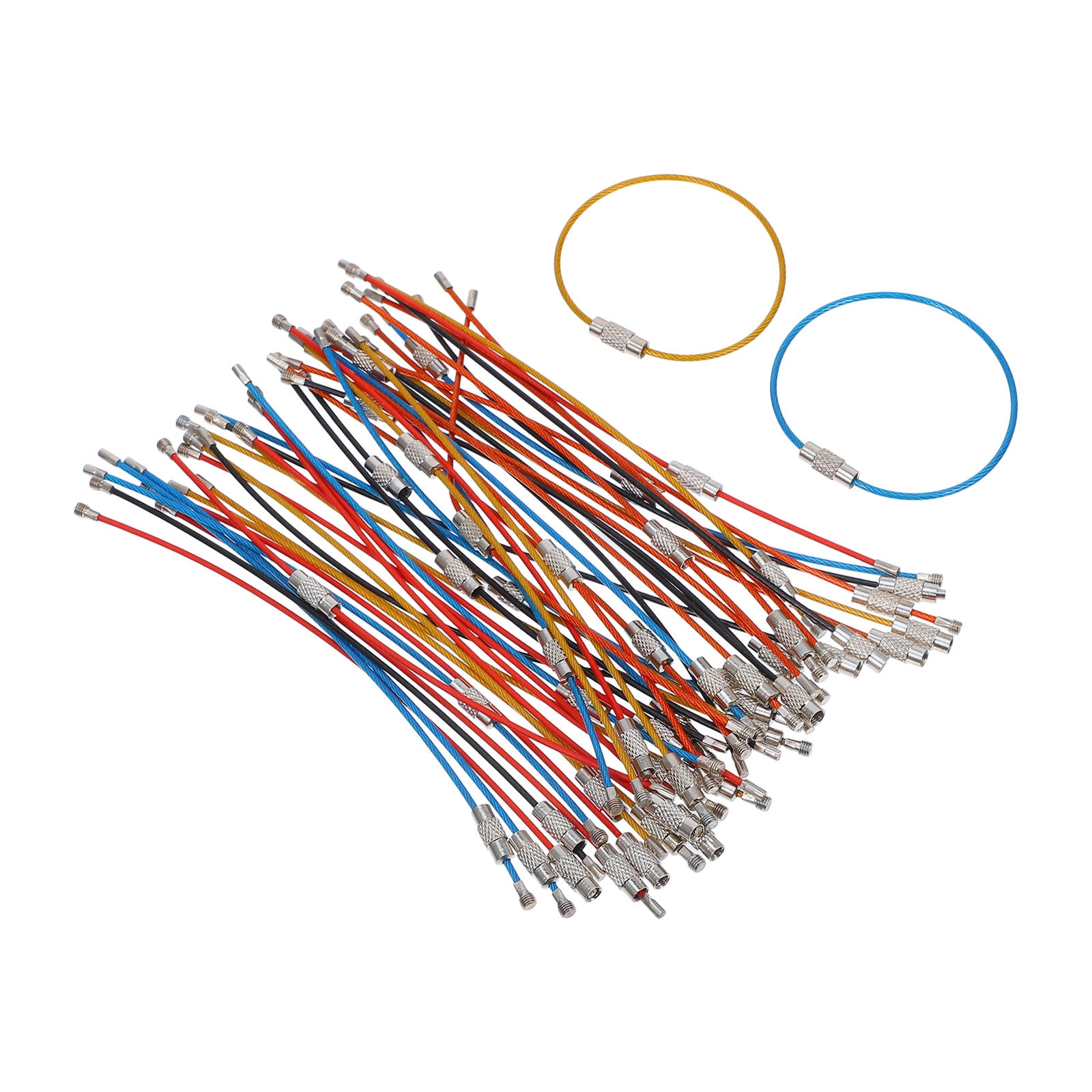 BESTYASH 50Pcs Assorted Color Wire Key Chain Cables Strong Steel Loops ...