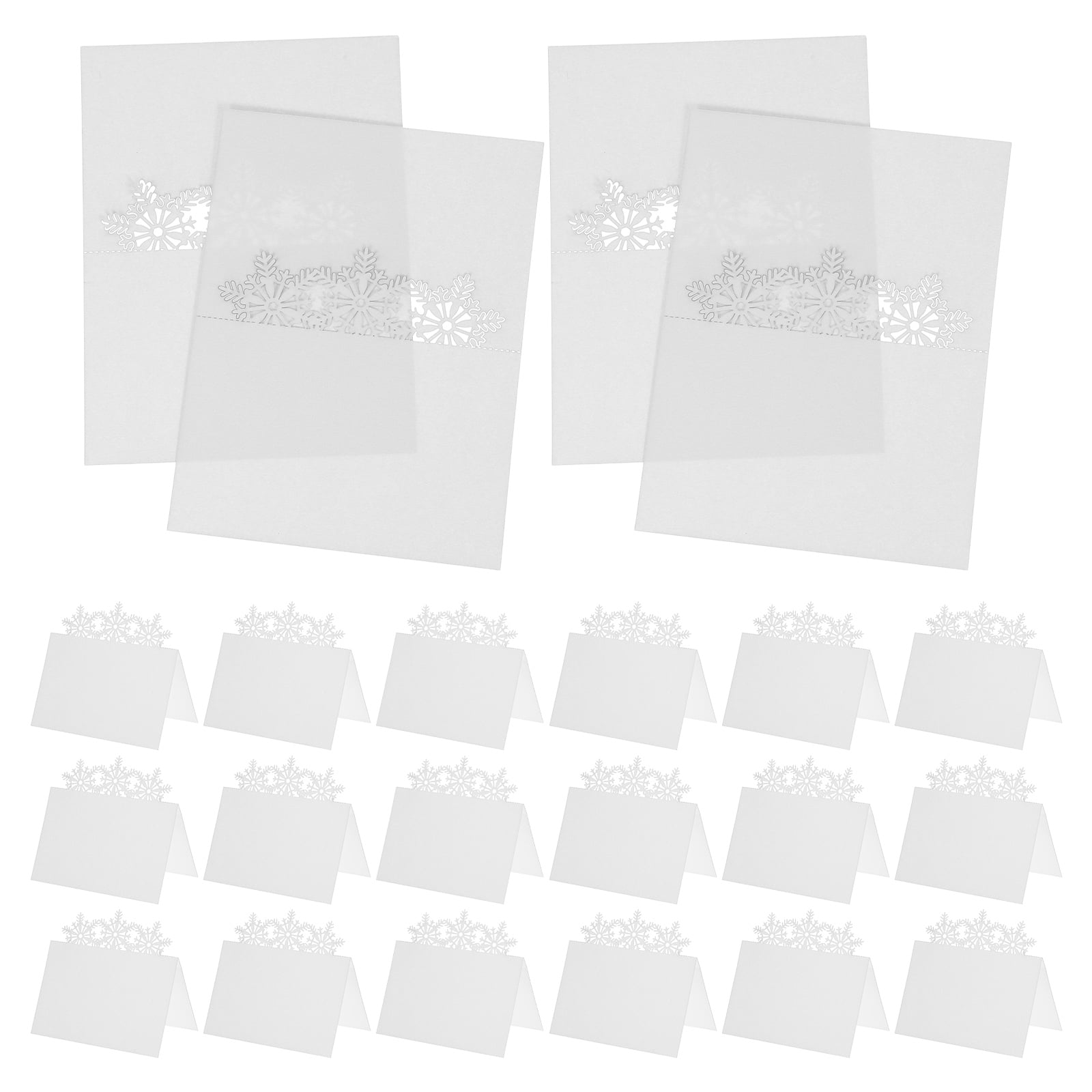 BESTYASH 50Pcs Paper Name Cards with Snowflake Design for Christmas and ...