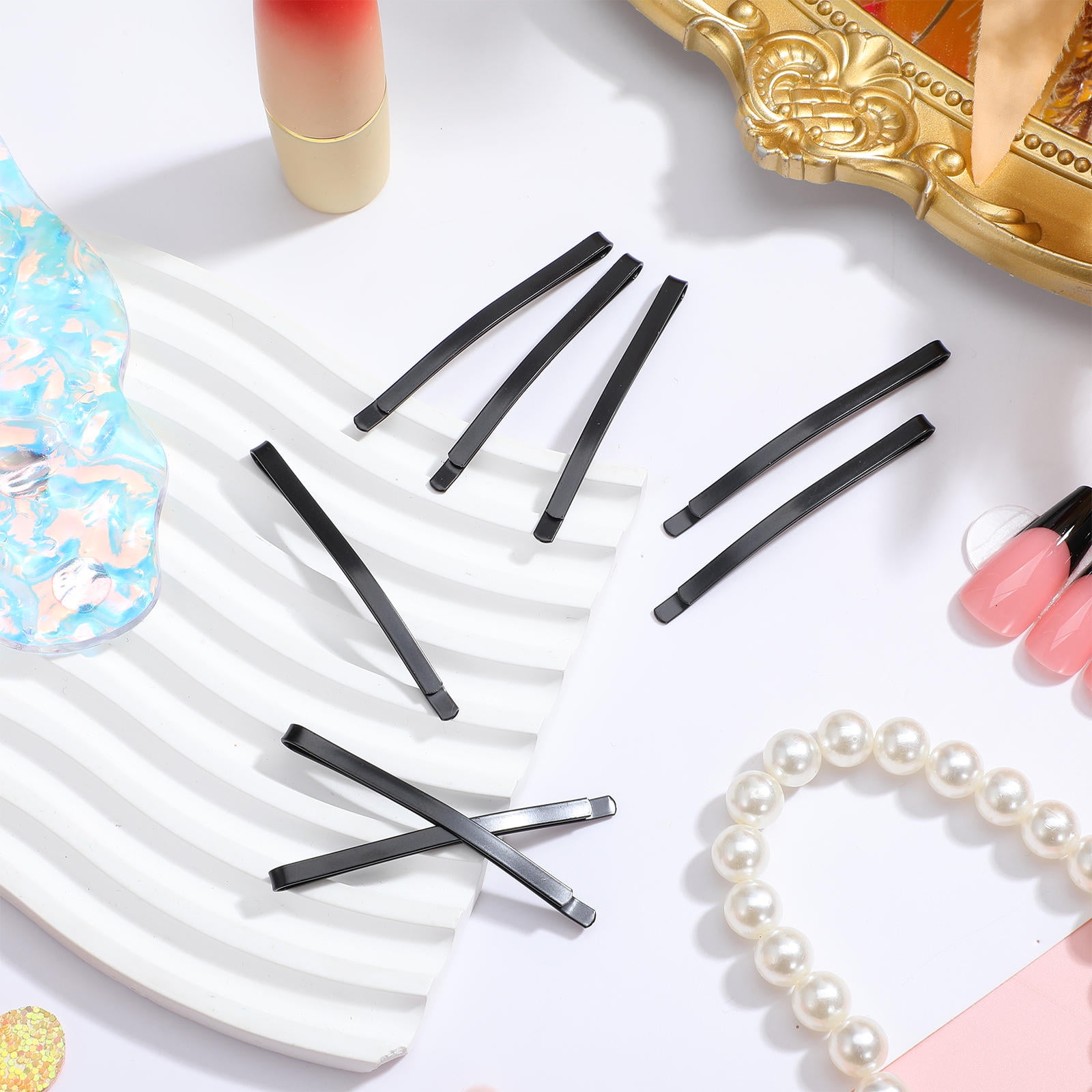 BESTYASH 50Pcs Durable Metal Hair Clips Black Blank DIY Hair ...