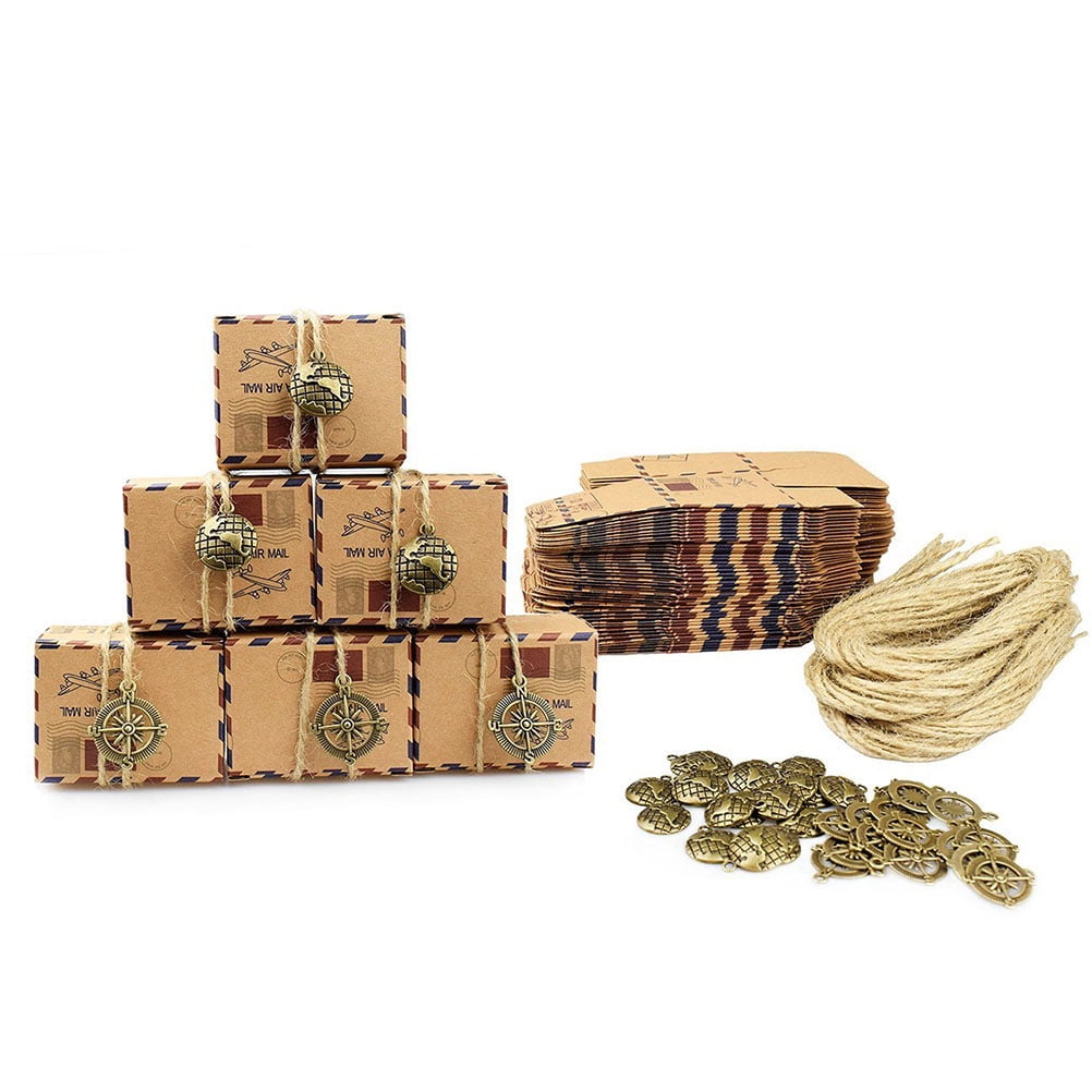 BESTYASH 50Pcs Kraft Paper Candy Favor Boxes for Christmas with Hemp ...