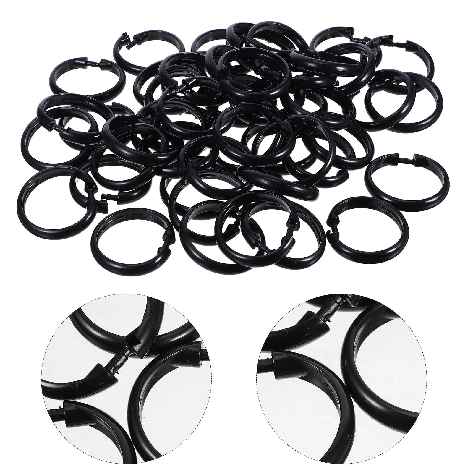 BESTYASH 50Pcs Round Snap Shower Rings Load Bearing Curtain Hooks for ...