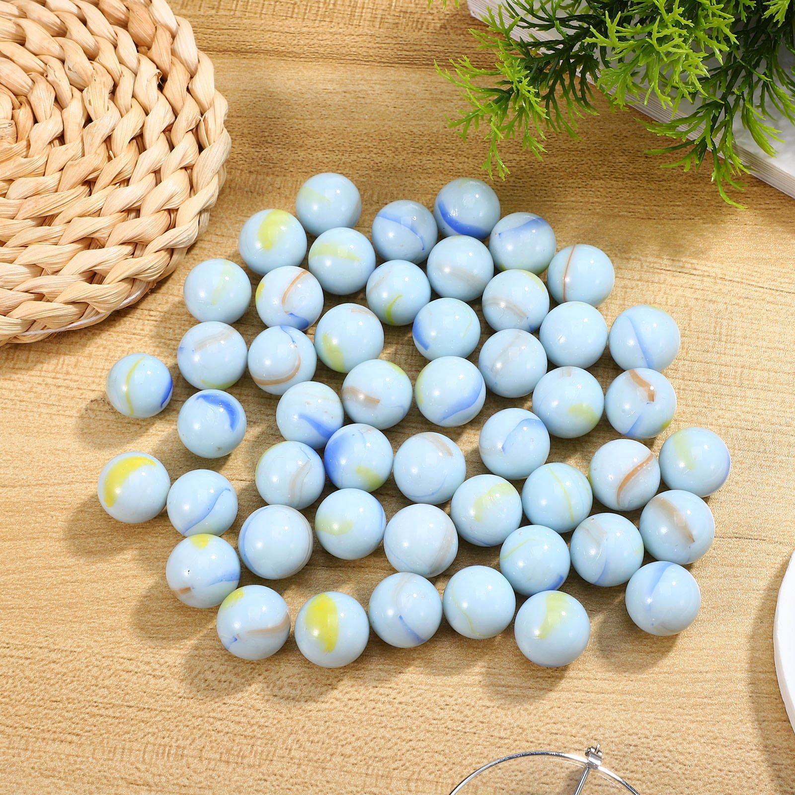 BESTYASH 50pcs Clear Round Marble Beads for Crafts, Decorations, Vase ...