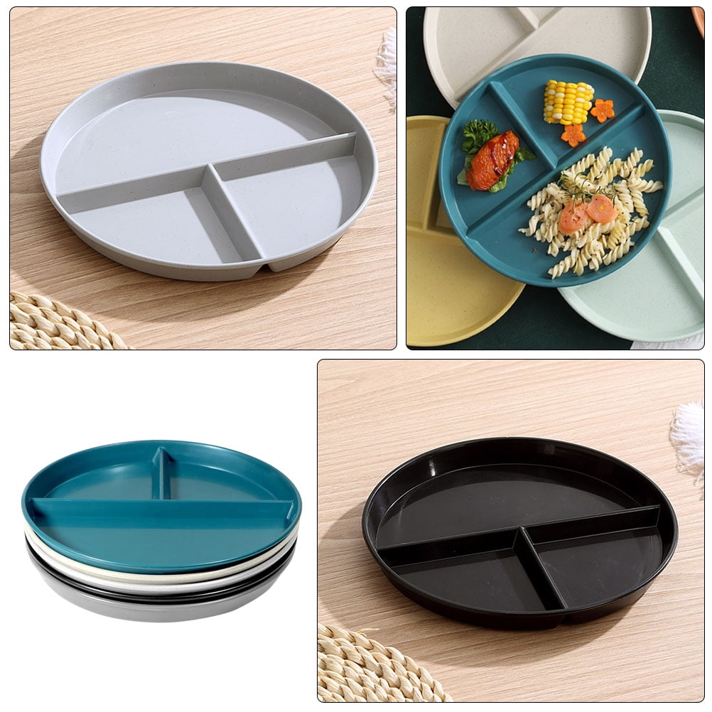 BESTYASH 5Pcs Divided Serving Plates with 3 Compartments Assorted Color ...