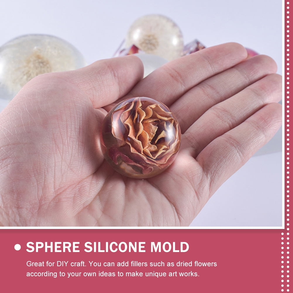 BESTYASH 5-Piece Handmade Silicone Sphere Mold Set, White Round Shape ...