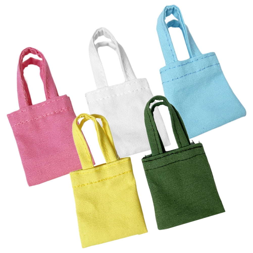BESTYASH 5pcs Dollhouse Mini Canvas Bag Assorted Color for Miniature ...