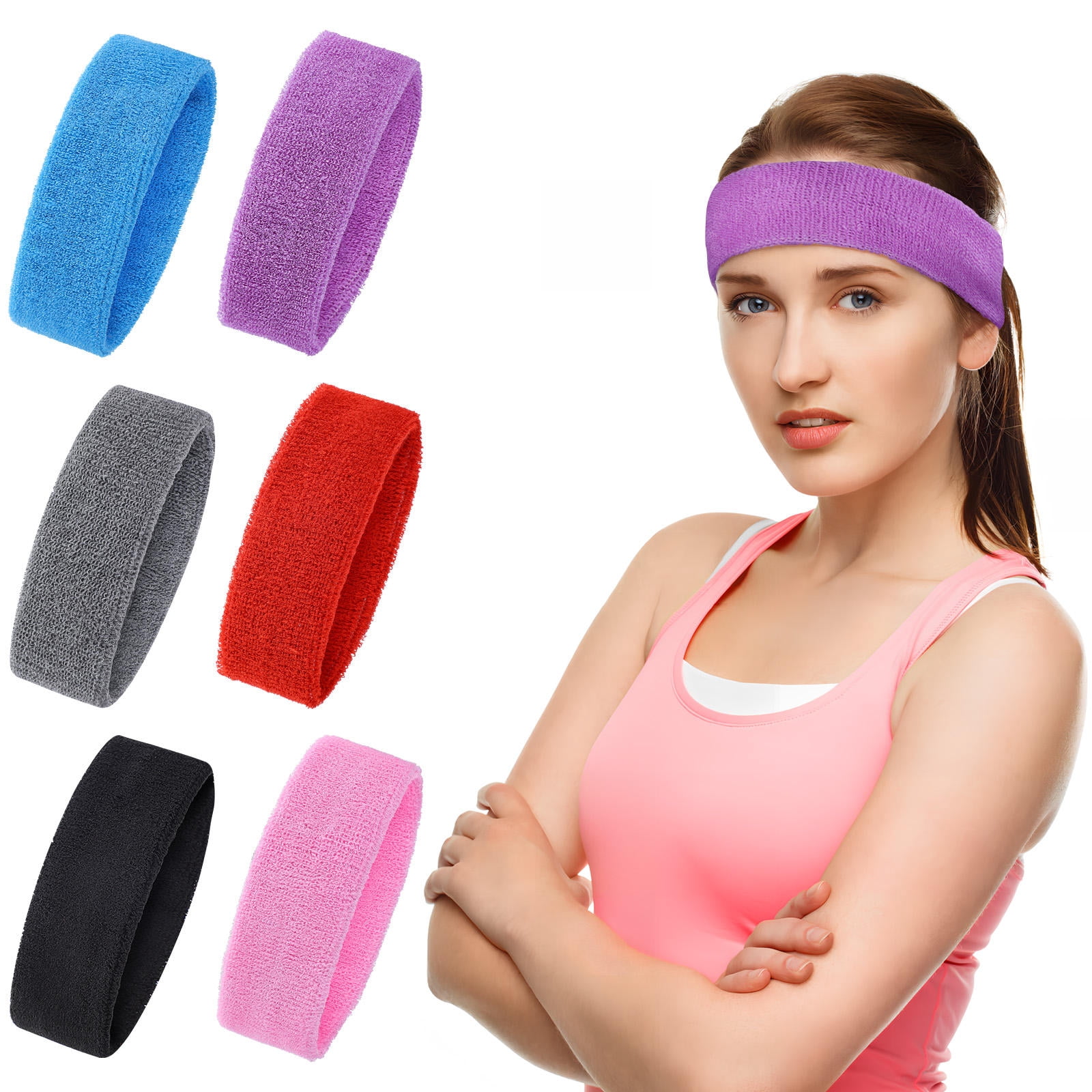 BESTYASH 6Pcs Moisture Wicking Headbands for Running Gym Yoga Assorted ...