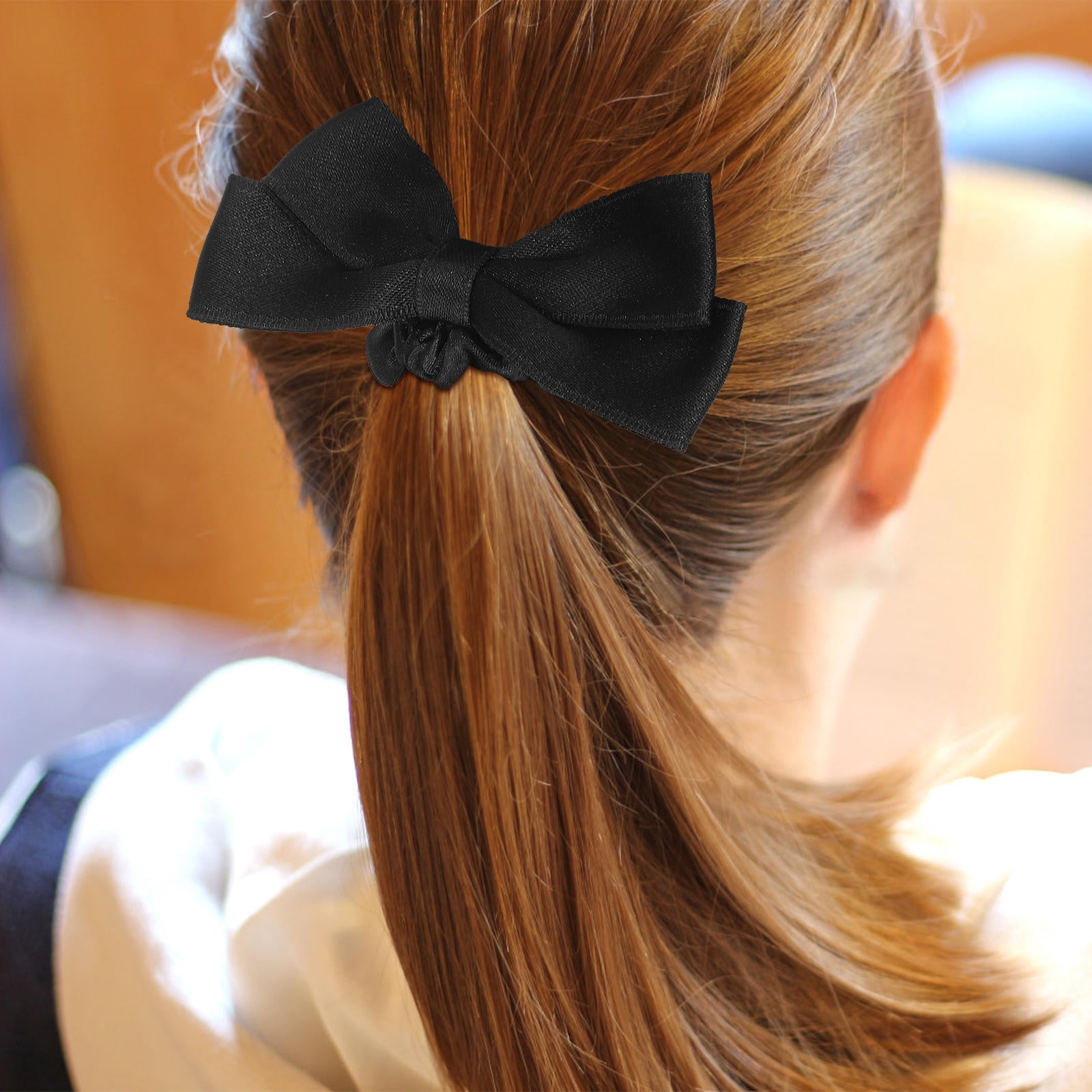 BESTYASH 6-Pack Satin Hair Ties with Bows, Elastic Scrunchies for Women ...