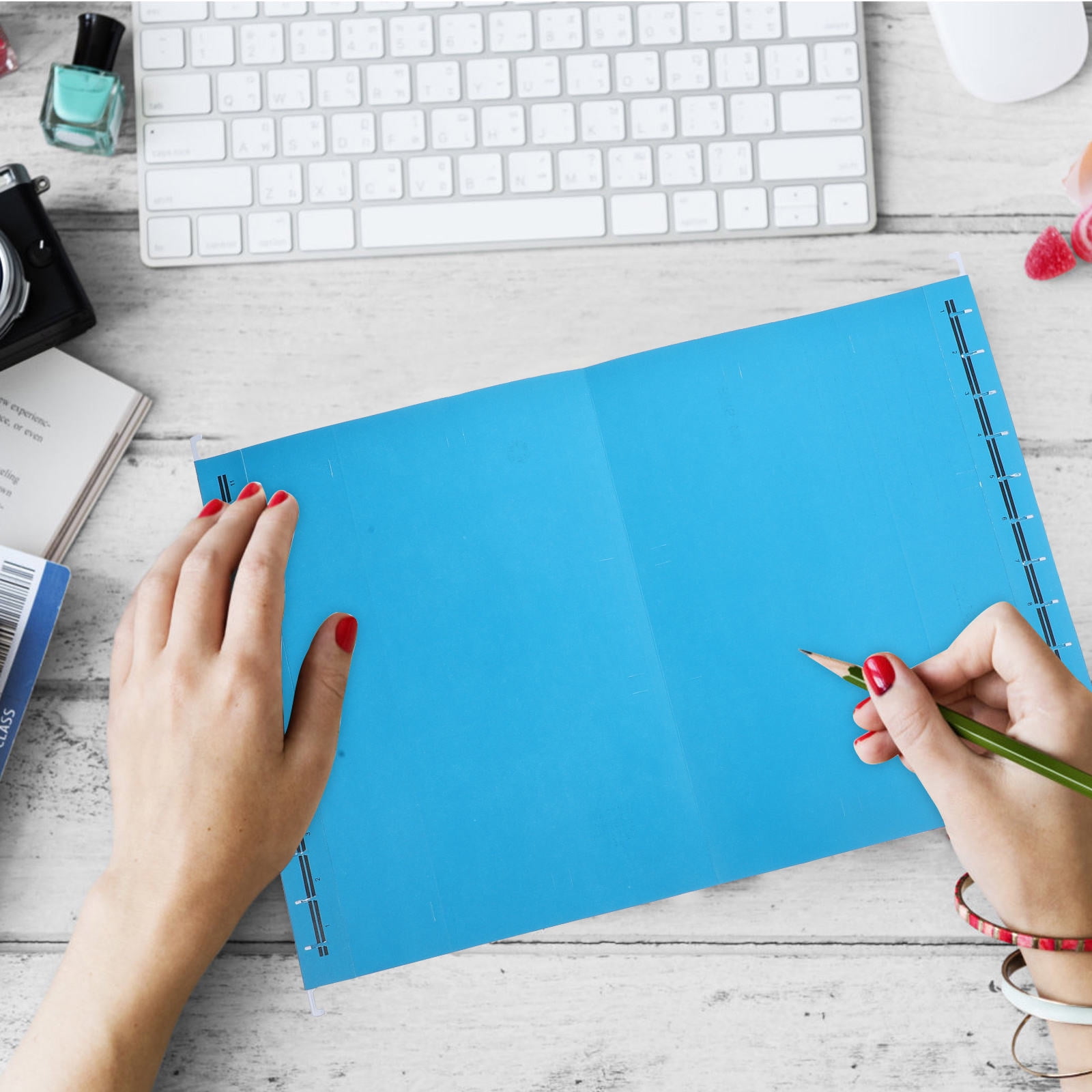 BESTYASH 6Pcs Hanging File Folders Sky Blue Portable Receipt Folder for ...