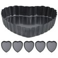 BESTYASH 6Pcs Heart Shaped Cake Pans Black Carbon Steel Tart Pans with ...
