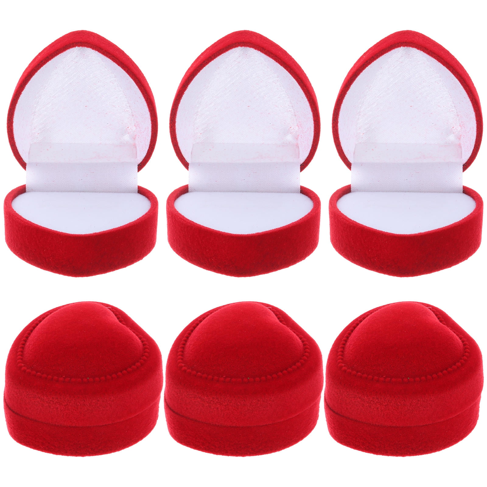 BESTYASH 6Pcs Heart Shaped Jewelry Box Flocking Plush Ring Storage Box ...