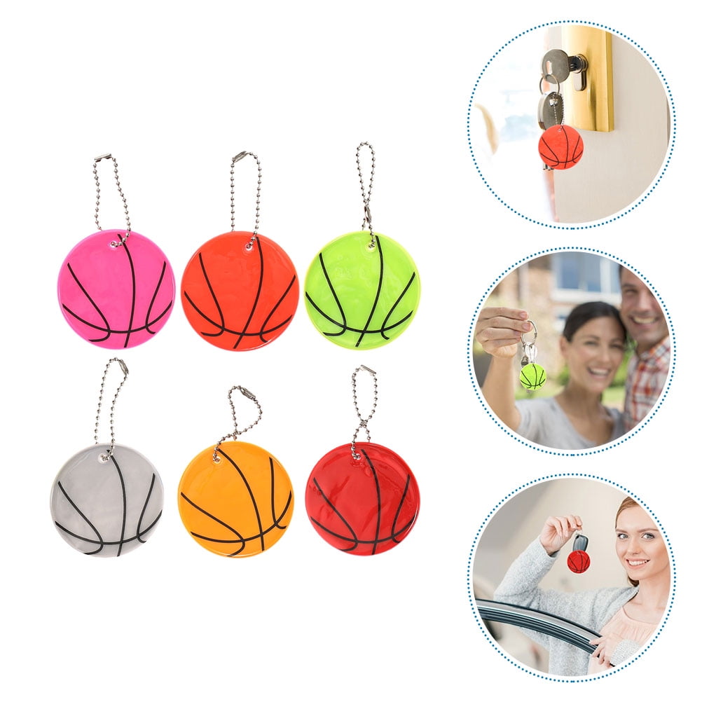 BESTYASH 6Pcs Reflective Basketball Pendant Keychains for Backpack and Bicycle Decoration ...
