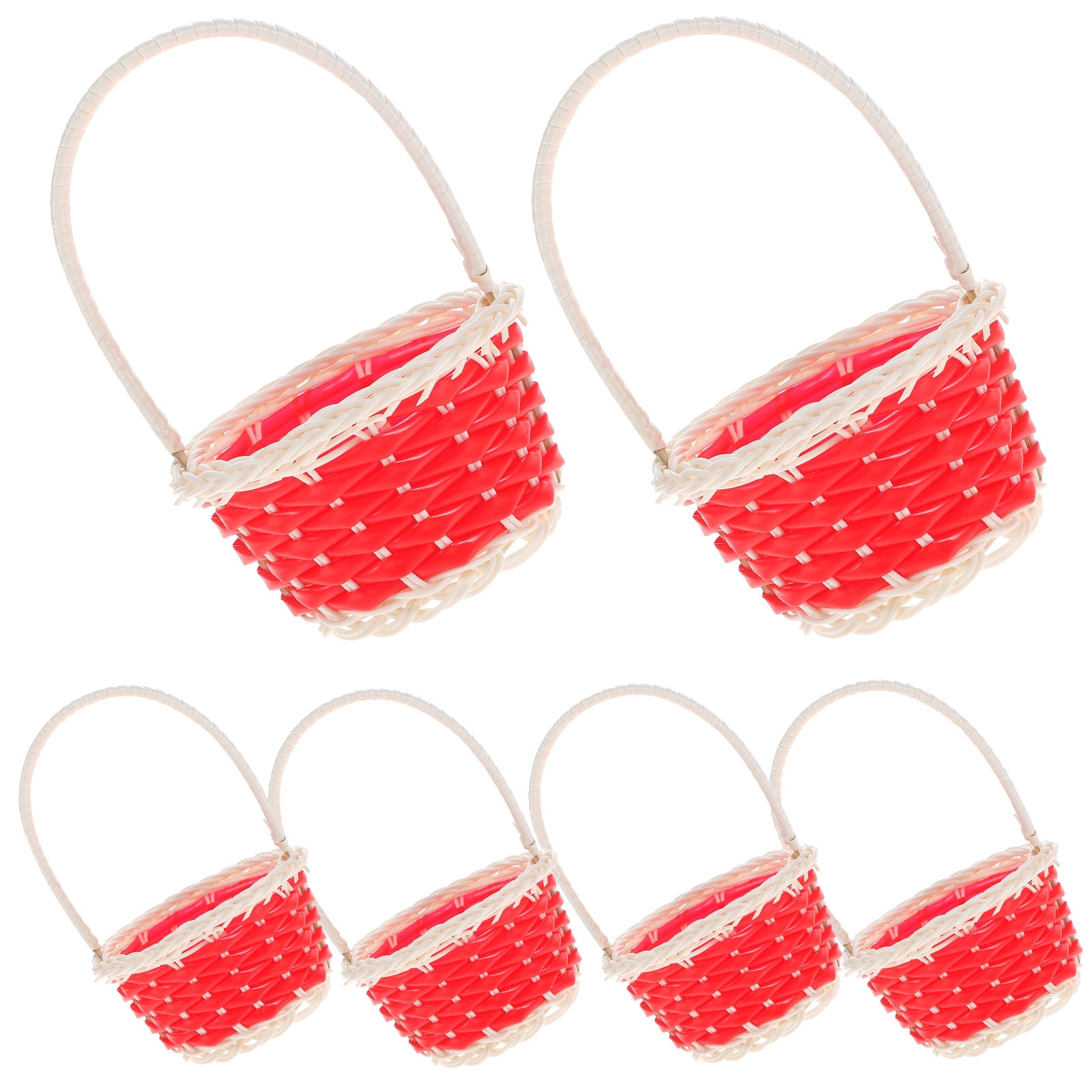 BESTYASH Mini Woven Basket with Handle, Red Children's Hand Basket Set ...