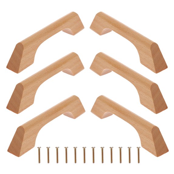 BESTYASH 6Pcs Wood Cabinet Handles Light Brown Beechwood Easy ...