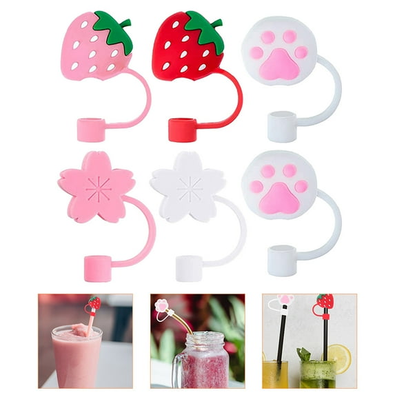 BESTYASH 6pcs Fun Silicone Straw Covers Caps Cute Design for Parties ...