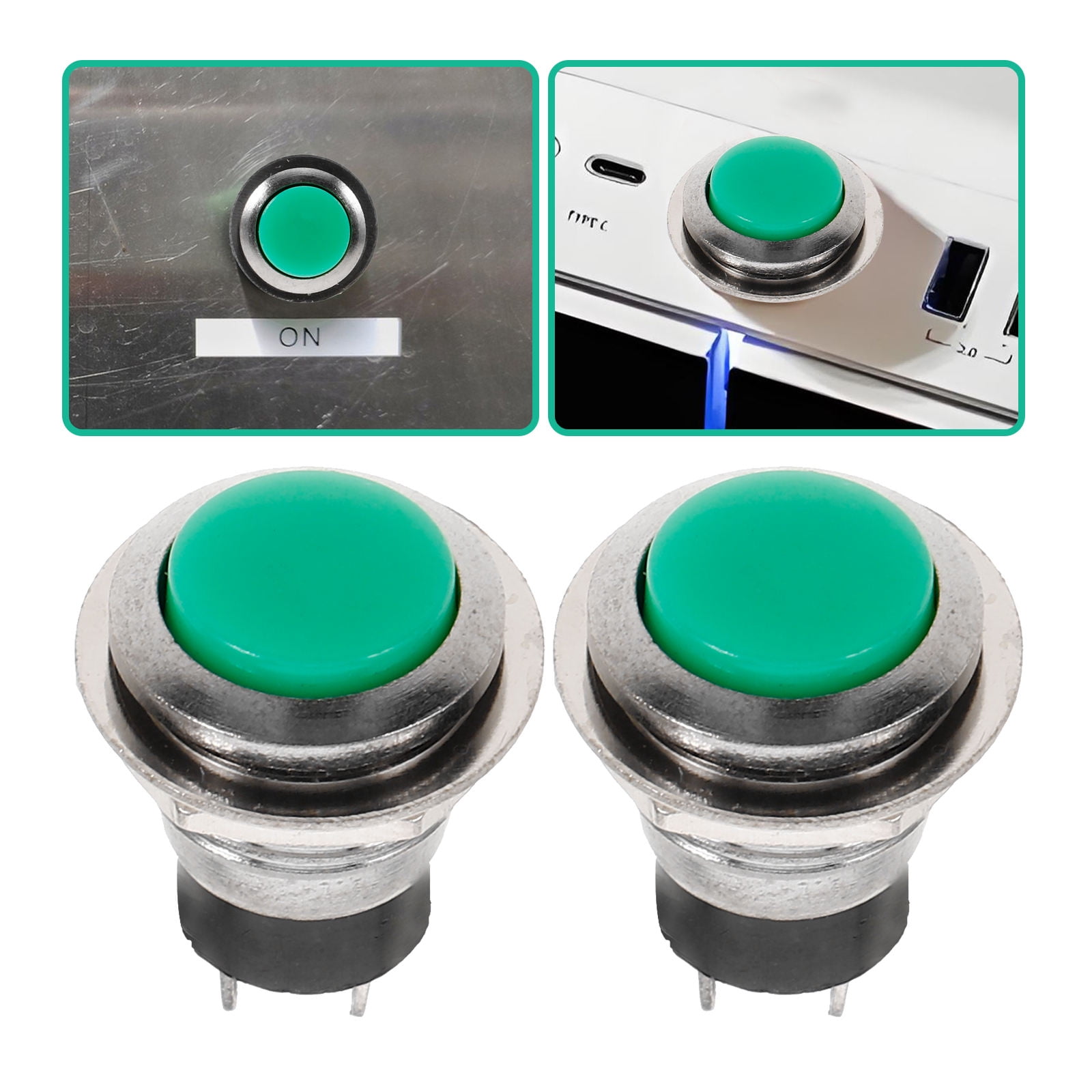 BESTYASH 6pcs Mini Push Button Switch Zinc Alloy Green for Various Uses ...