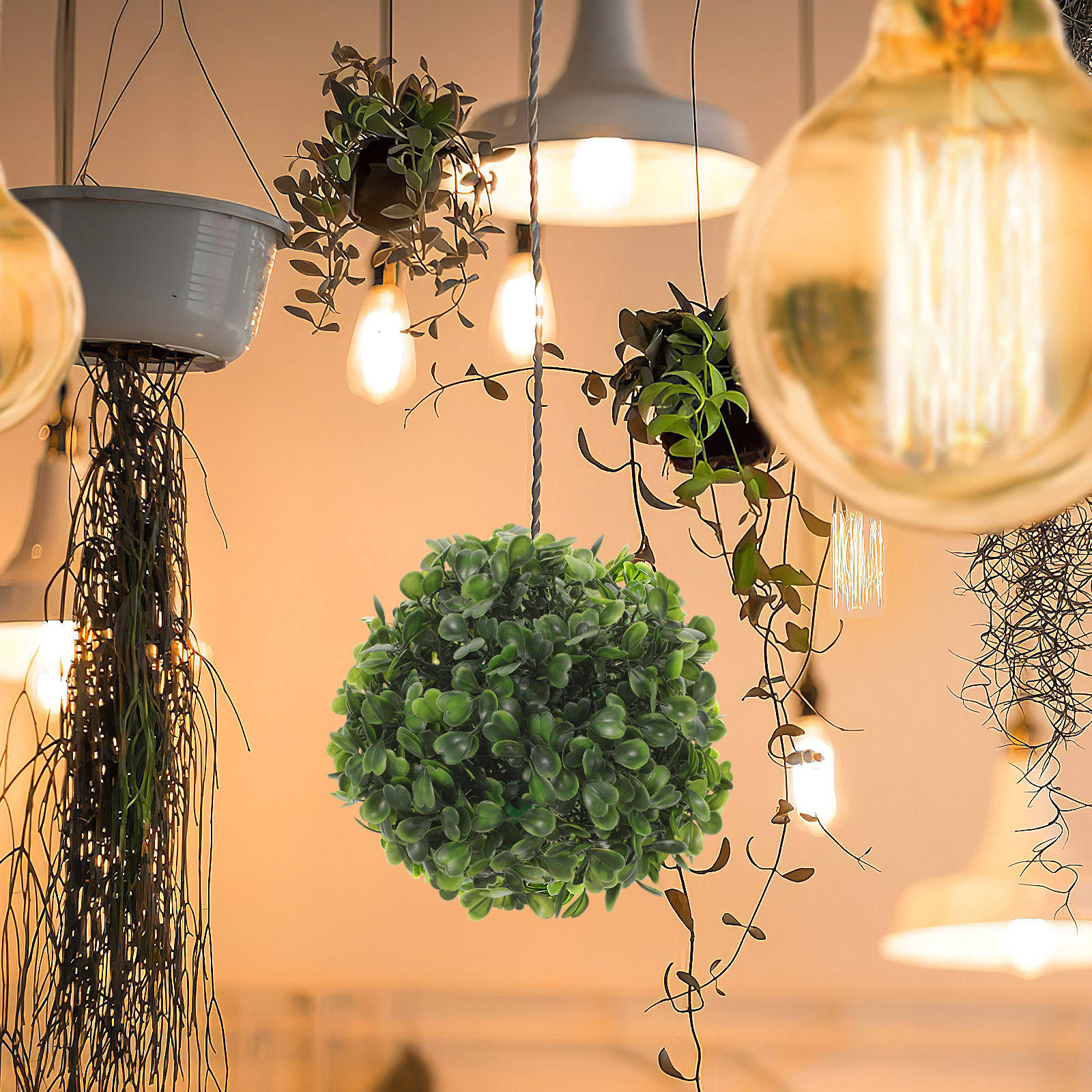 BESTYASH 8Pcs Artificial Grass Ball Pendant Green Decorative Plant ...