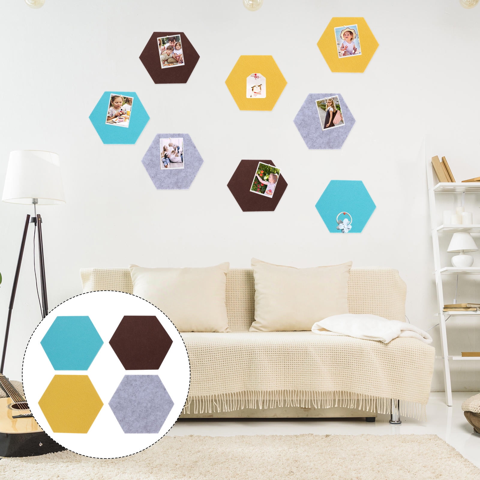BESTYASH 8-Piece Hexagon Felt Memo Boards in Assorted Colors for Wall ...