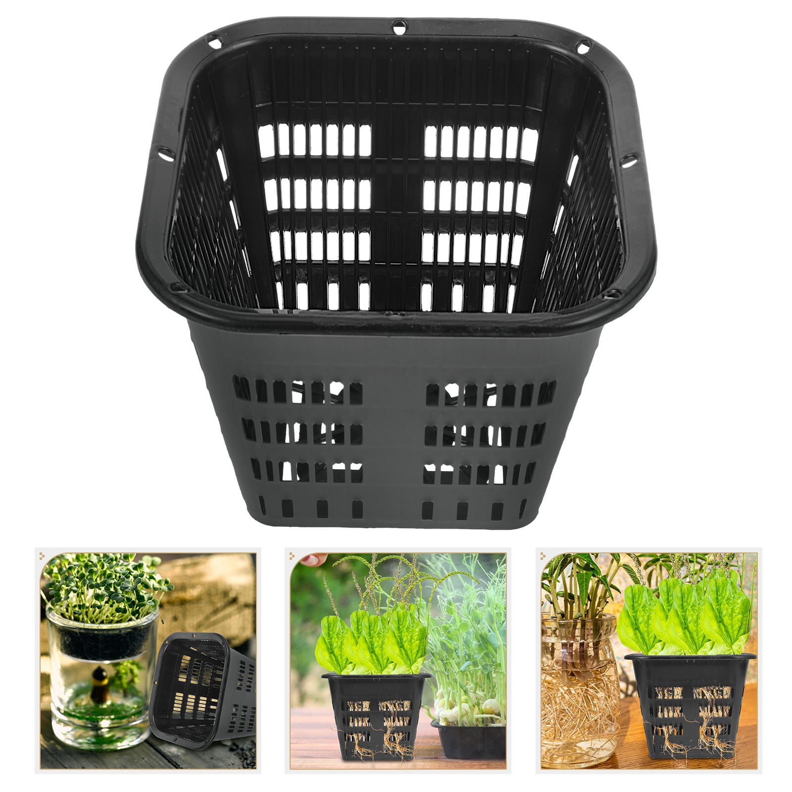 BESTYASH Black Plastic Hydroponic Basket Pots with Hollow Design for ...
