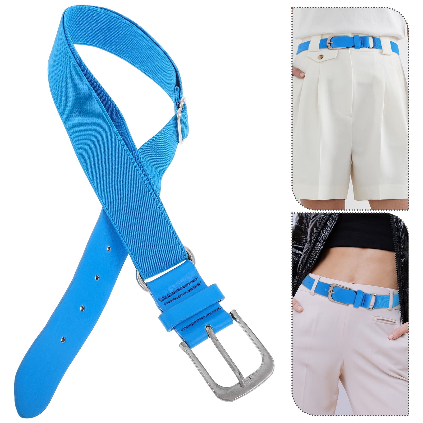 BESTYASH Adjustable Elastic Baseball Belt Sky Blue with Durable Faux ...