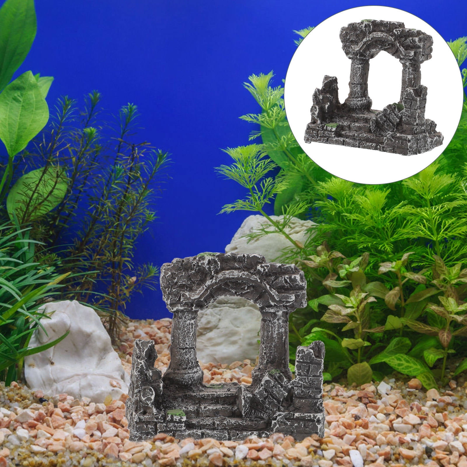 BESTYASH Aquarium Landscaping Grey Resin Fish Tank Roman Pillar ...